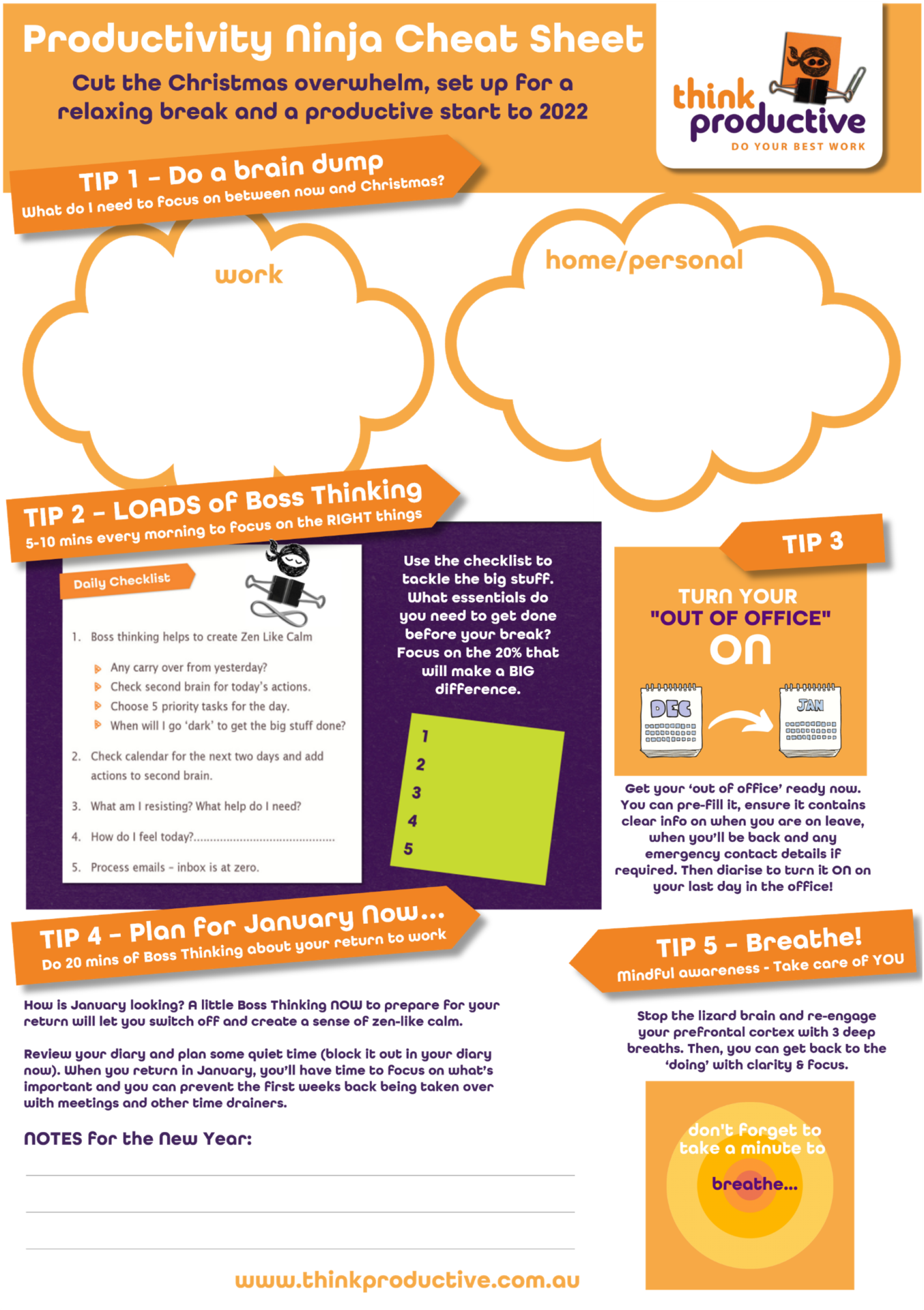 Ninja Cheat Sheet PDF - Think Productive Australia